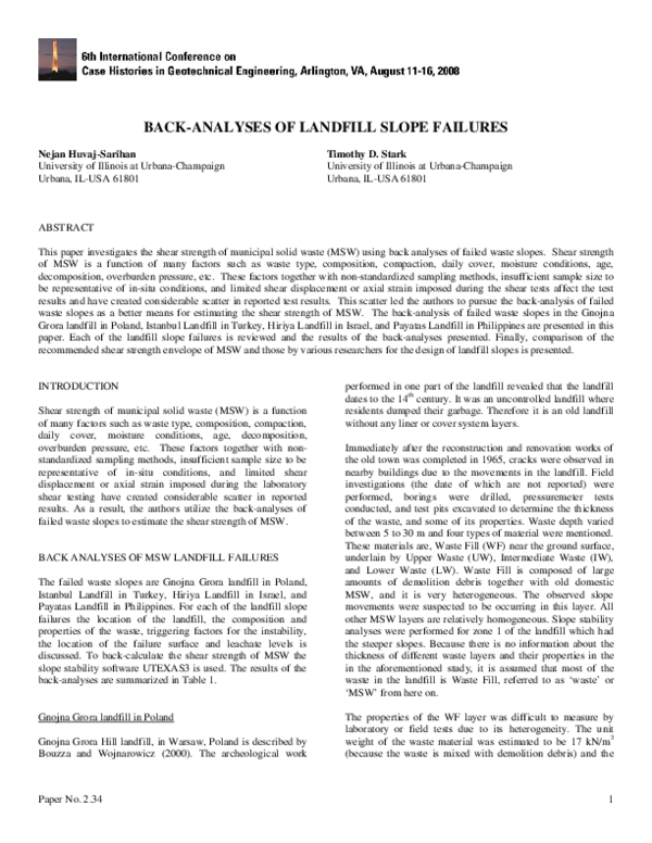 (PDF) Back-Analyses of Landfill Slope Failures