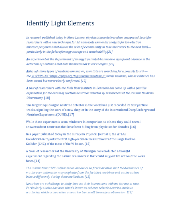 Identify Light Elements