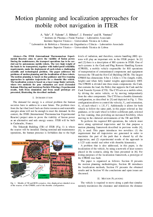 (PDF) Motion planning and localization approaches for mobile robot navigation in ITER