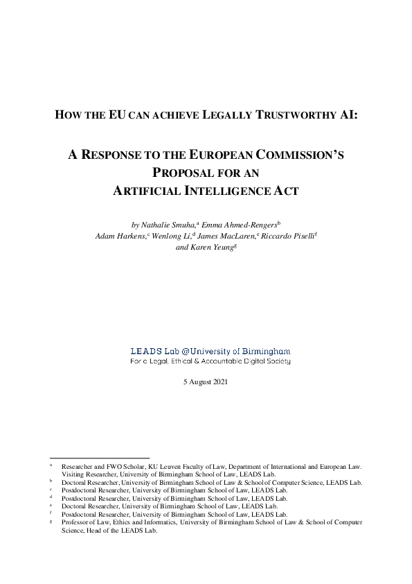 (PDF) How the EU Can Achieve Legally Trustworthy AI: A Response to the ...