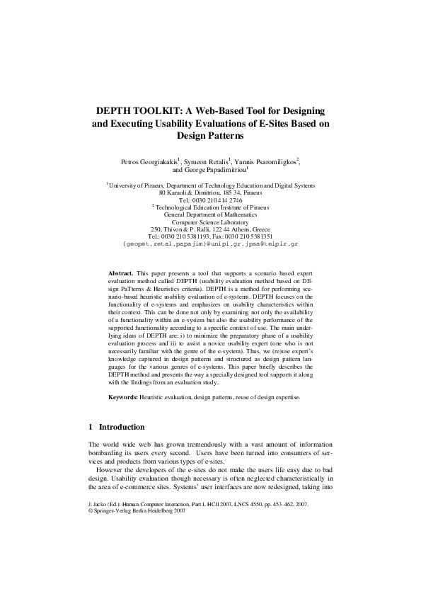 Pdf Depth Toolkit A Web Based Tool For Designing And Executing Usability Evaluations Of E
