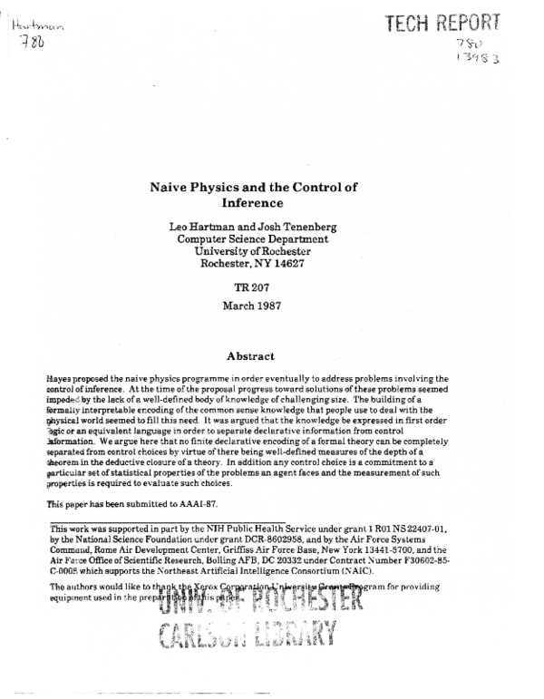 (PDF) Naive Physics and the Control of Inference