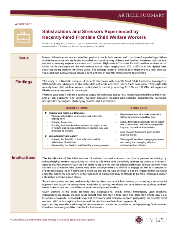 (PDF) Satisfactions and stressors experienced by recently-hired ...