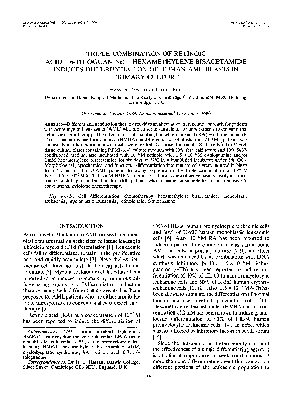 (PDF) Triple combination of retinoic acid + 6-thioguanine ...