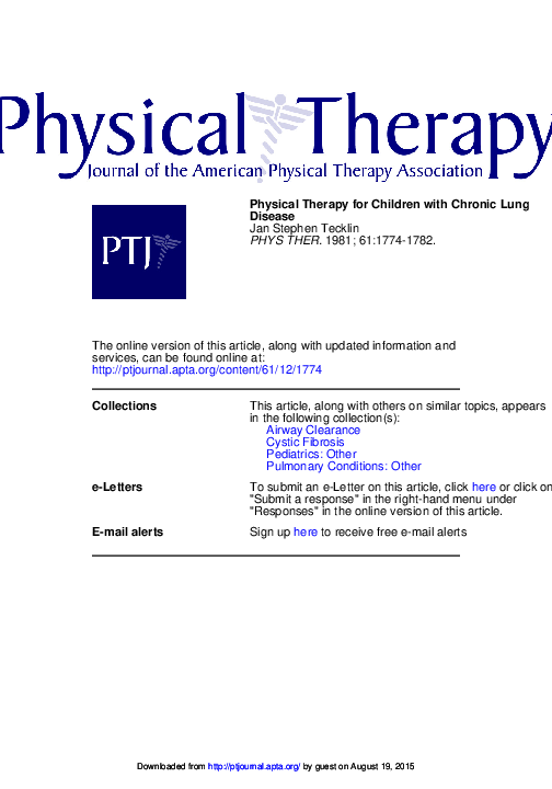 (PDF) Physical Therapy for Children with Chronic Lung Disease