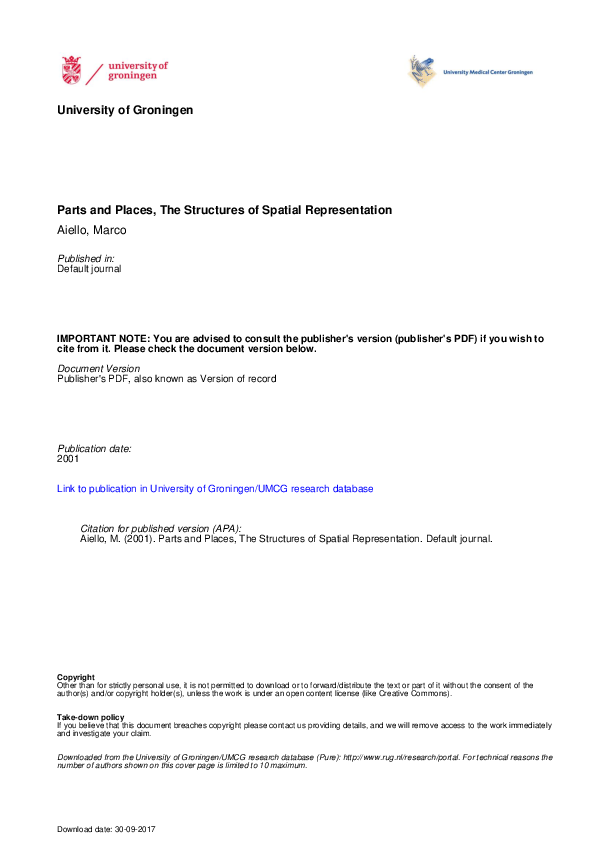 (PDF) Parts and Places: The Structures of Spatial Representation