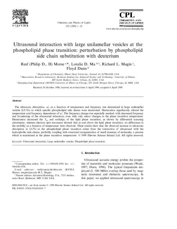 (PDF) Ultrasound interaction with large unilamellar vesicles at the phospholipid phase ...
