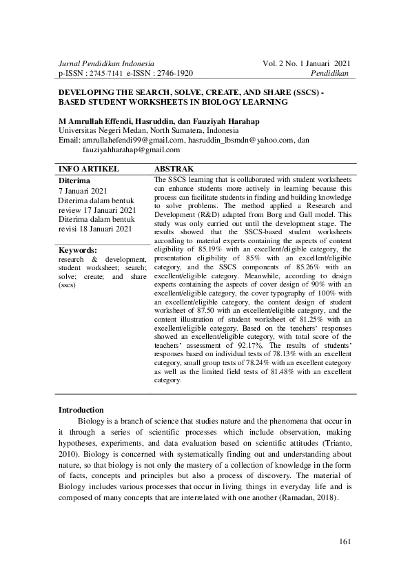 (PDF) Developing The Search, Solve, Create, And Share (SSCS) - Based Student Worksheets In ...