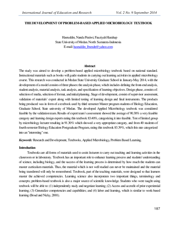 (PDF) The Development of Problem-Based Applied Microbiology Textbook