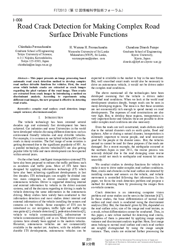 Pdf I 008 Road Crack Detection For Making Complex Road Surface