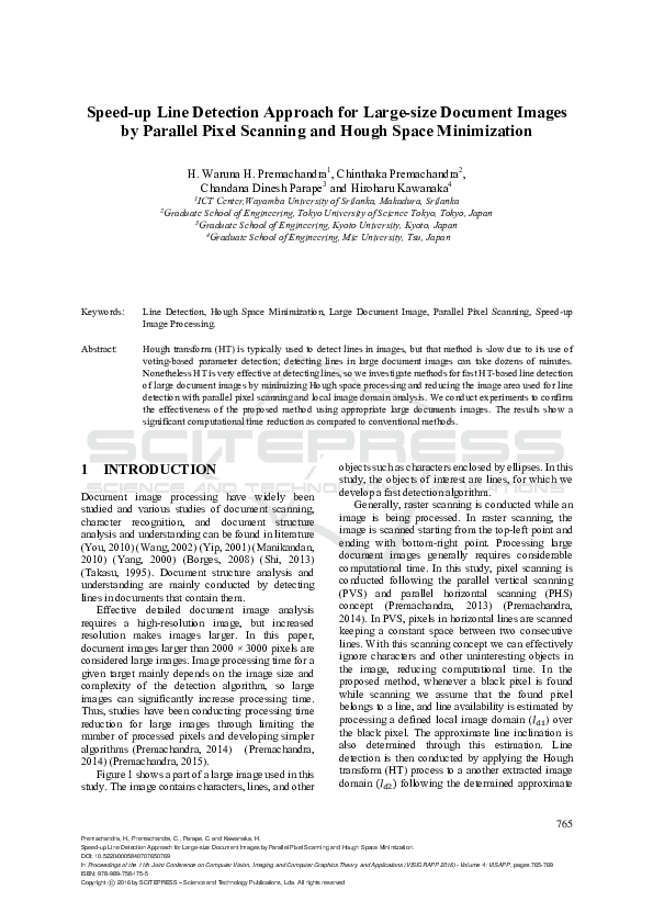 Pdf Speed Up Line Detection Approach For Large Size Document Images By Parallel Pixel Scanning
