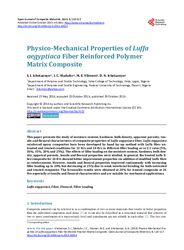 (PDF) Physico-Mechanical Properties of Luffa aegyptiaca Fiber ...