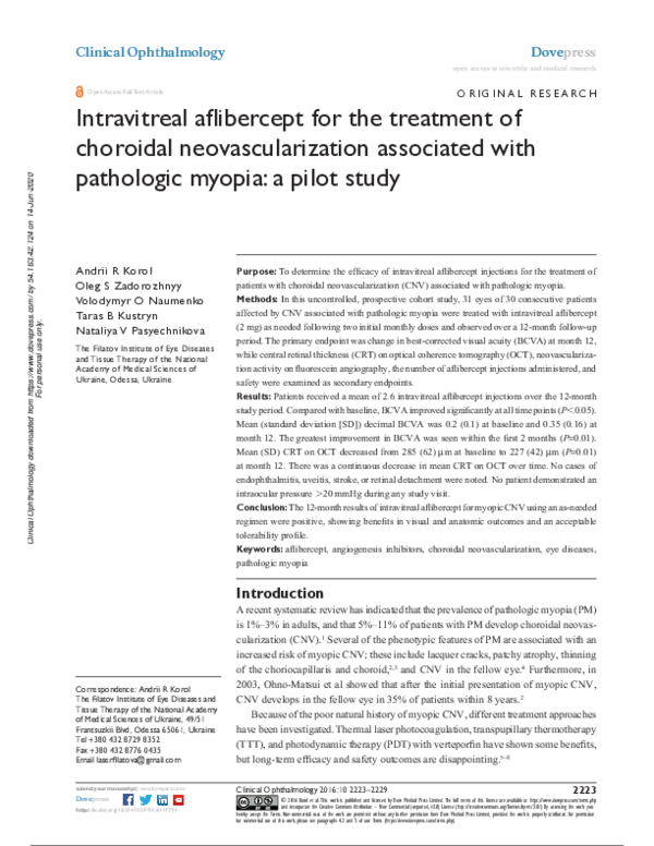(PDF) Intravitreal aflibercept for the treatment of choroidal ...