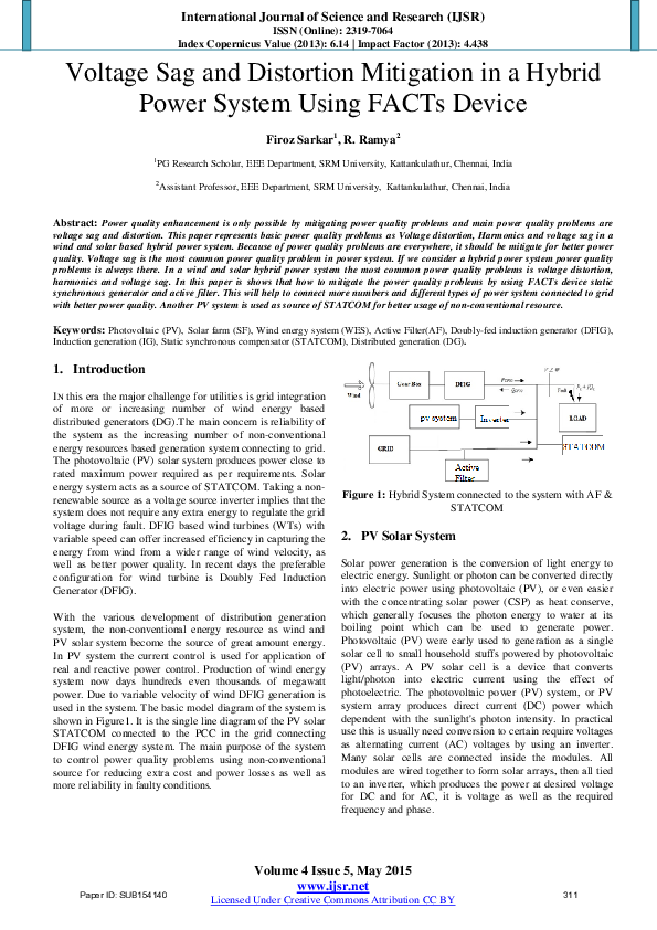 (PDF) Voltage Sag and Distortion Mitigation in a Hybrid Power System ...