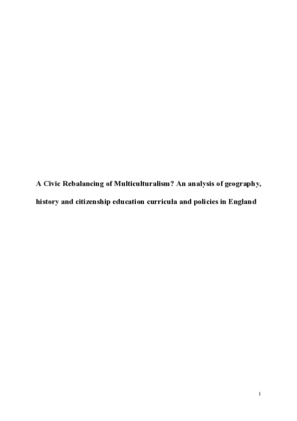 (PDF) A civic rebalancing of British multiculturalism? An analysis of ...