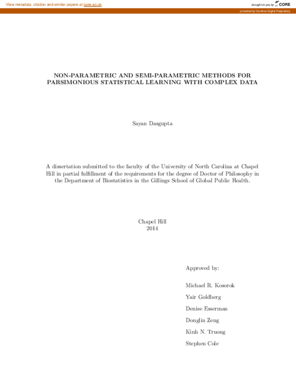 (PDF) Non-parametric and semi-parametric methods for parsimonious statistical learning with ...