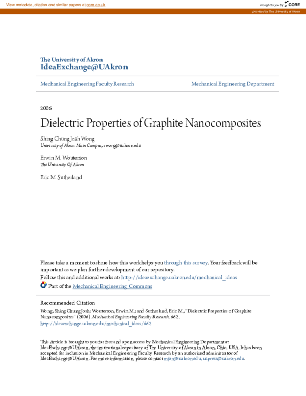 (PDF) Dielectric properties of graphite nanocomposites