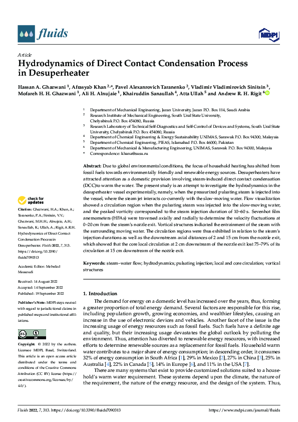 (PDF) Hydrodynamics of Direct Contact Condensation Process in Desuperheater