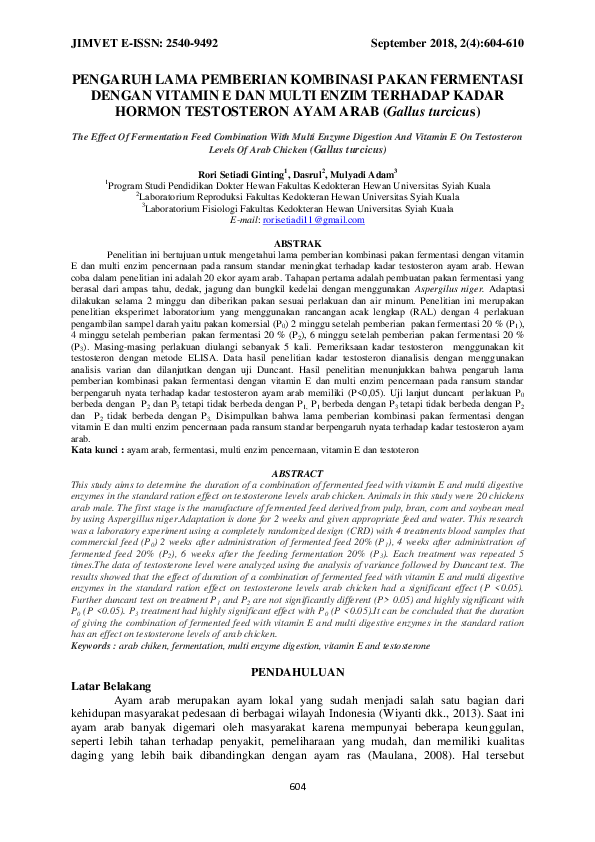 (PDF) PENGARUH LAMA PEMBERIAN KOMBINASI PAKAN FERMENTASI DENGAN VITAMIN ...