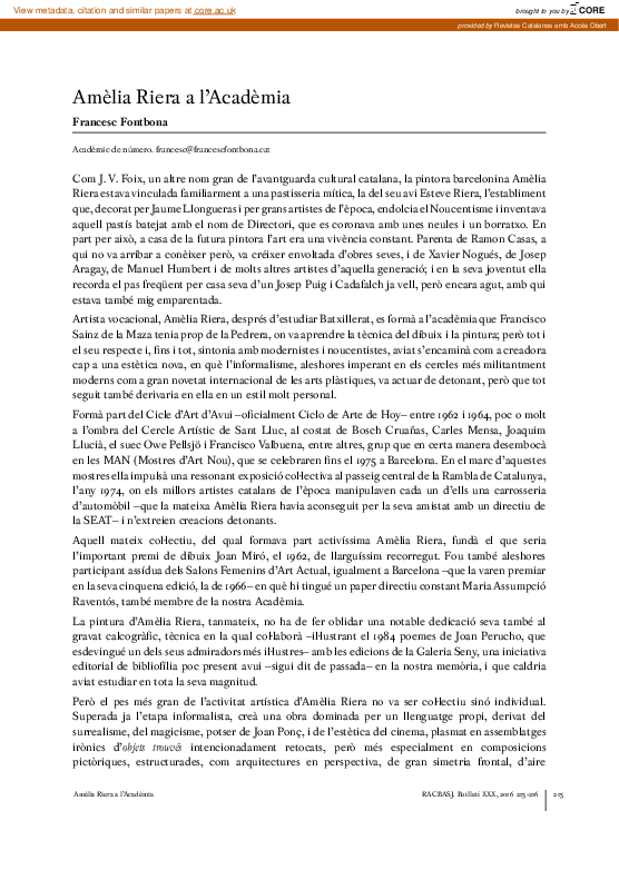 (PDF) Amèlia Riera a l’Acadèmia