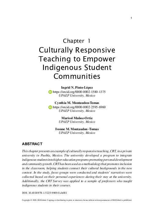(PDF) Culturally Responsive Teaching to Empower Indigenous Student ...