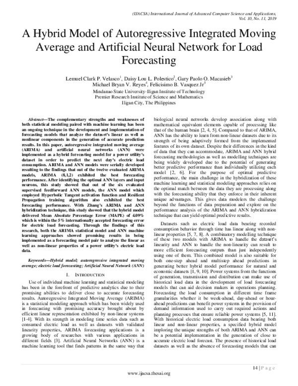 Pdf A Hybrid Model Of Autoregressive Integrated Moving Average And