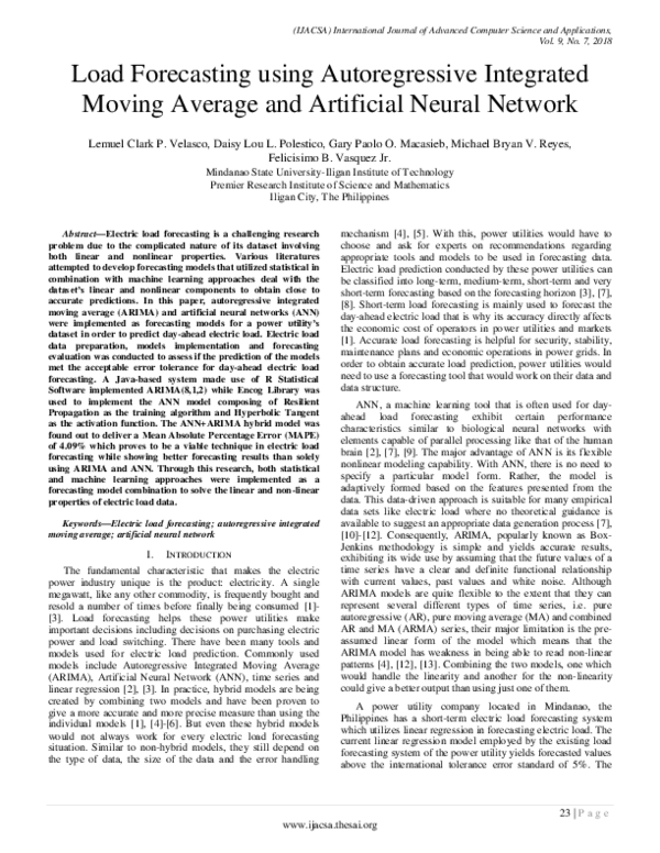(PDF) Load Forecasting using Autoregressive Integrated Moving Average ...