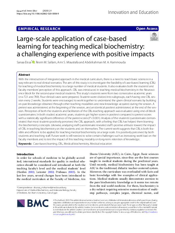 (PDF) Large-scale application of case-based learning for teaching ...