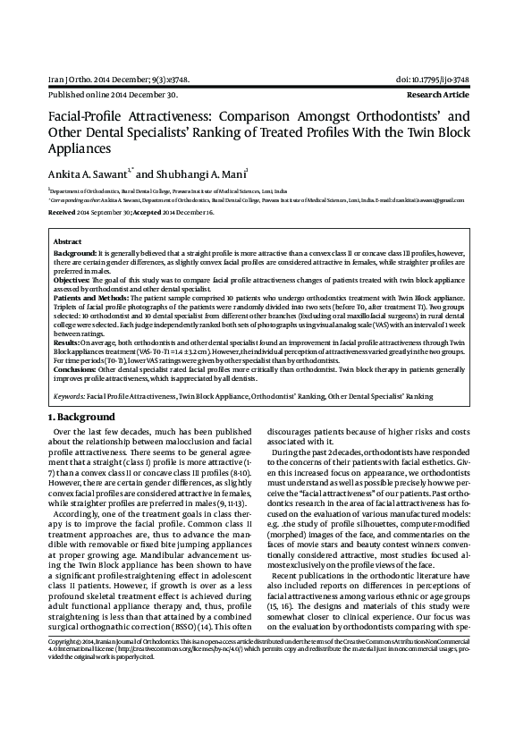 (PDF) Facial Profile Attractiveness: Comparison Amongst Orthodontists ...