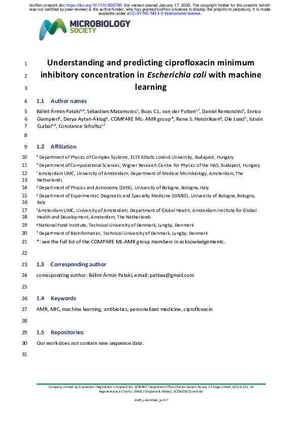 (PDF) Understanding and predicting ciprofloxacin minimum inhibitory ...