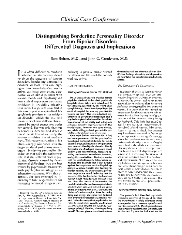 (PDF) Distinguishing borderline personality disorder from adult ...