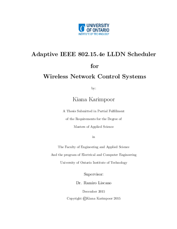 (PDF) Adaptive IEEE 802.15.4e LLDN scheduler for wireless network control systems