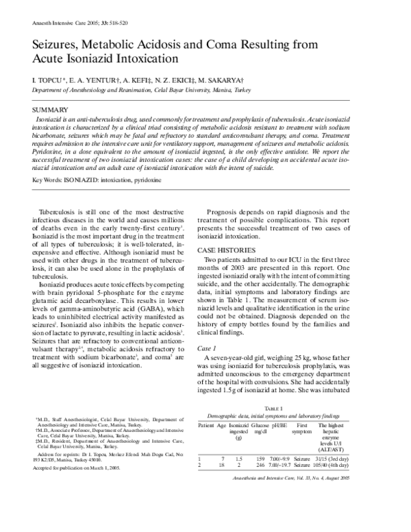 (PDF) Seizures, Metabolic Acidosis and Coma Resulting from Acute ...