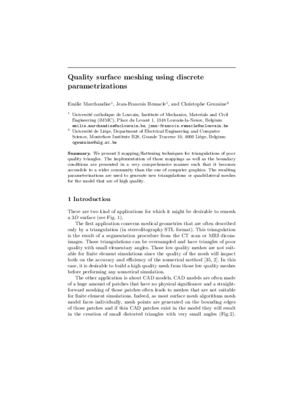 (PDF) Quality Surface Meshing Using Discrete Parametrizations