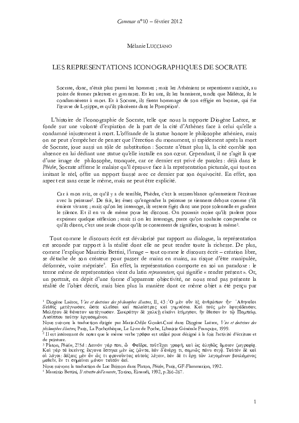 (PDF) Les représentations iconographiques de Socrate