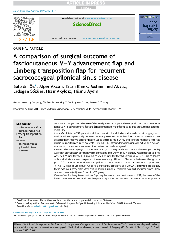 (PDF) A comparison of surgical outcome of fasciocutaneous V–Y ...
