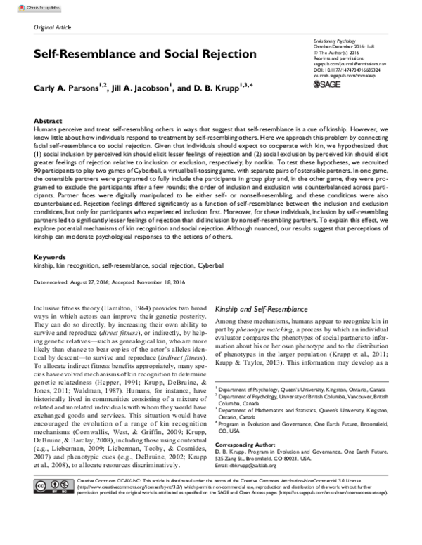 (PDF) Self-Resemblance and Social Rejection