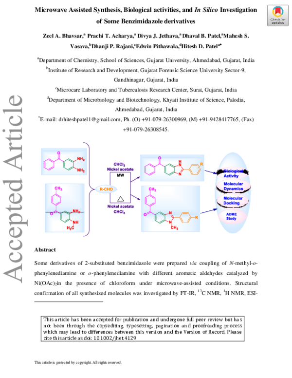 (PDF) Microwave assisted synthesis, biological activities, and in silico investigation of some ...