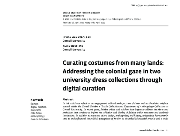 (PDF) Curating costumes from many lands: Addressing the colonial gaze ...