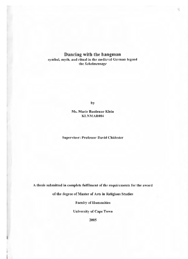 (PDF) Dancing with the hangman : symbol, myth and ritual in the ...
