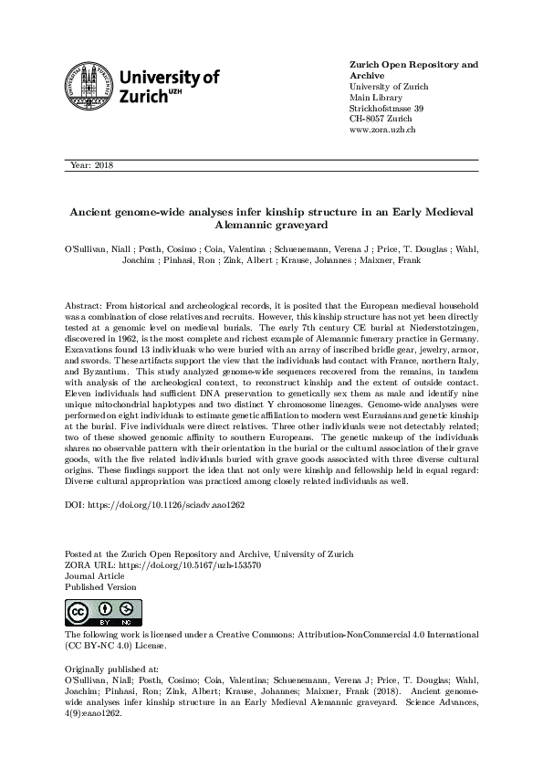 (PDF) Ancient genome-wide analyses infer kinship structure in an Early ...