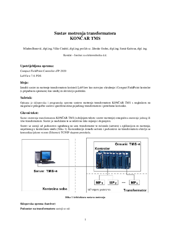(PDF) Power transformer monitoring system