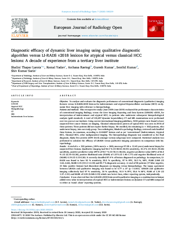 (PDF) Diagnostic efficacy of dynamic liver imaging using qualitative ...