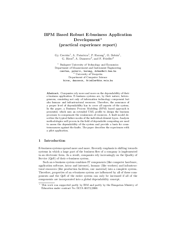 (PDF) BPM Based Robust E-business Application Development