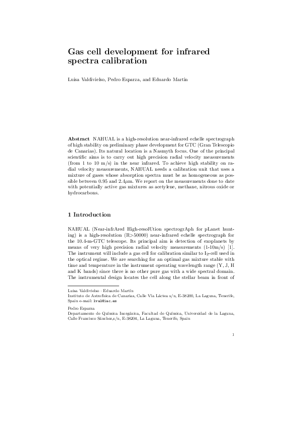(PDF) Gas Cell Development for Infrared Spectra Calibration
