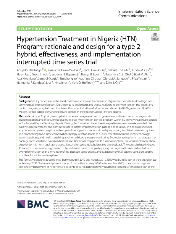 (PDF) Hypertension Treatment in Nigeria (HTN) Program Rationale and ...