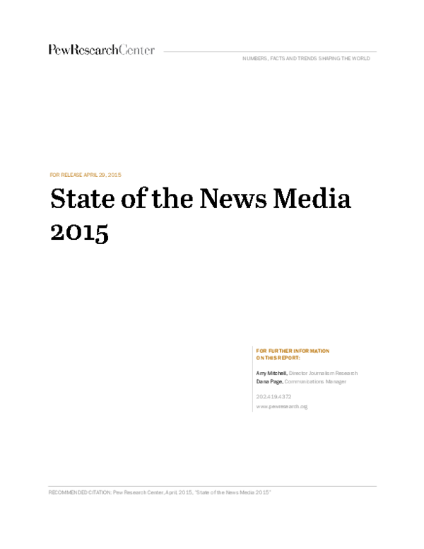 (PDF) State of the News Media 2016: Network News - Fact Sheet