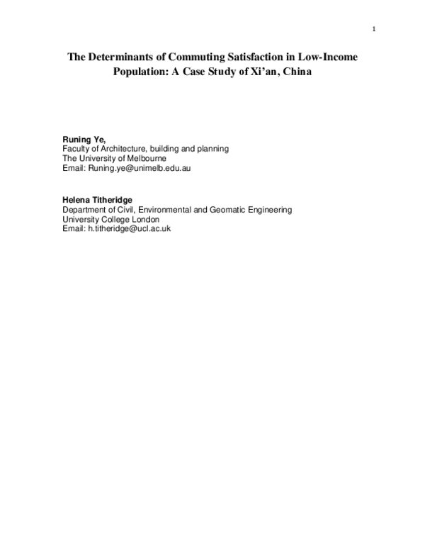 (PDF) The determinants of commuting satisfaction in low-income ...