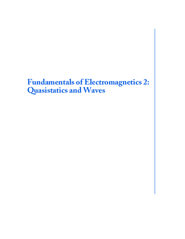 (PDF) Fundamentals of Electromagnetics 2: Quasistatics and Waves