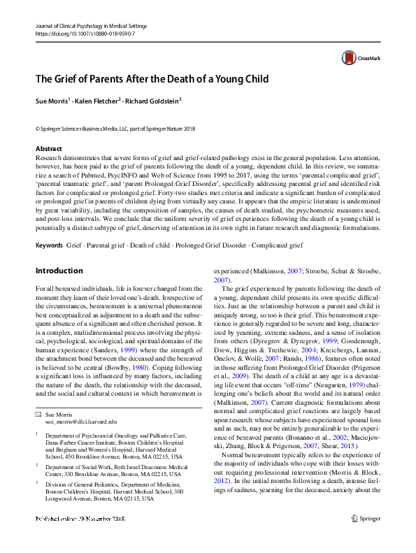 (PDF) The Grief of Parents After the Death of a Young Child